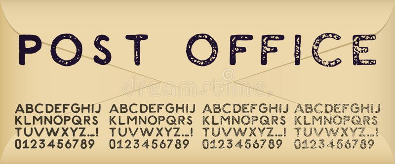 Stamp Alphabet Font Template. Letters and Numbers Hatch Line Design ...