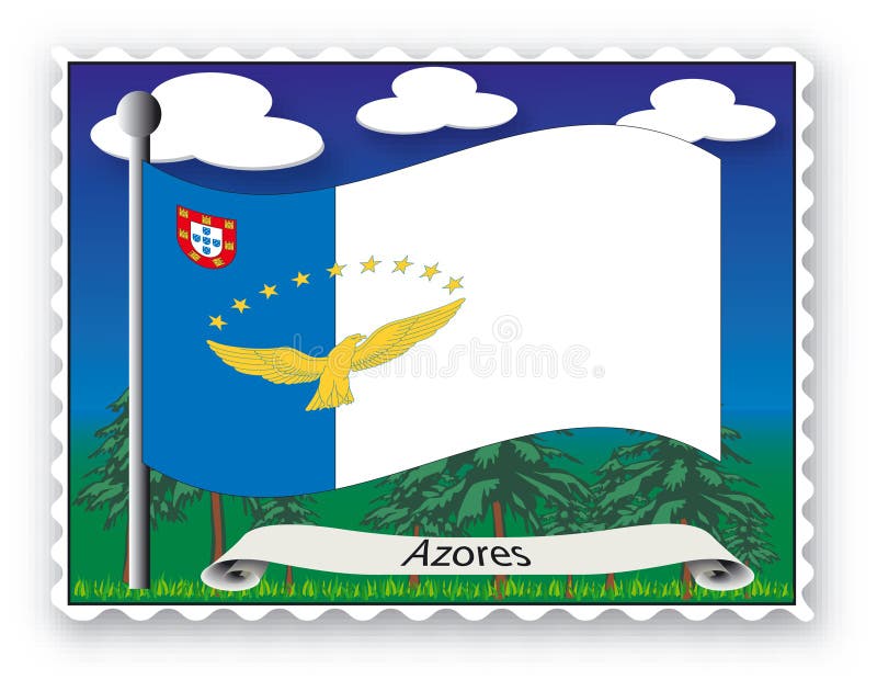 Stamp Azores stock vector. Illustration of land, gold - 3268937