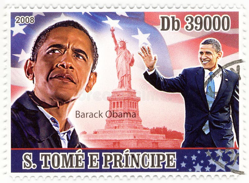Stamp with Barack Obama editorial photography. Image of national - 9555947