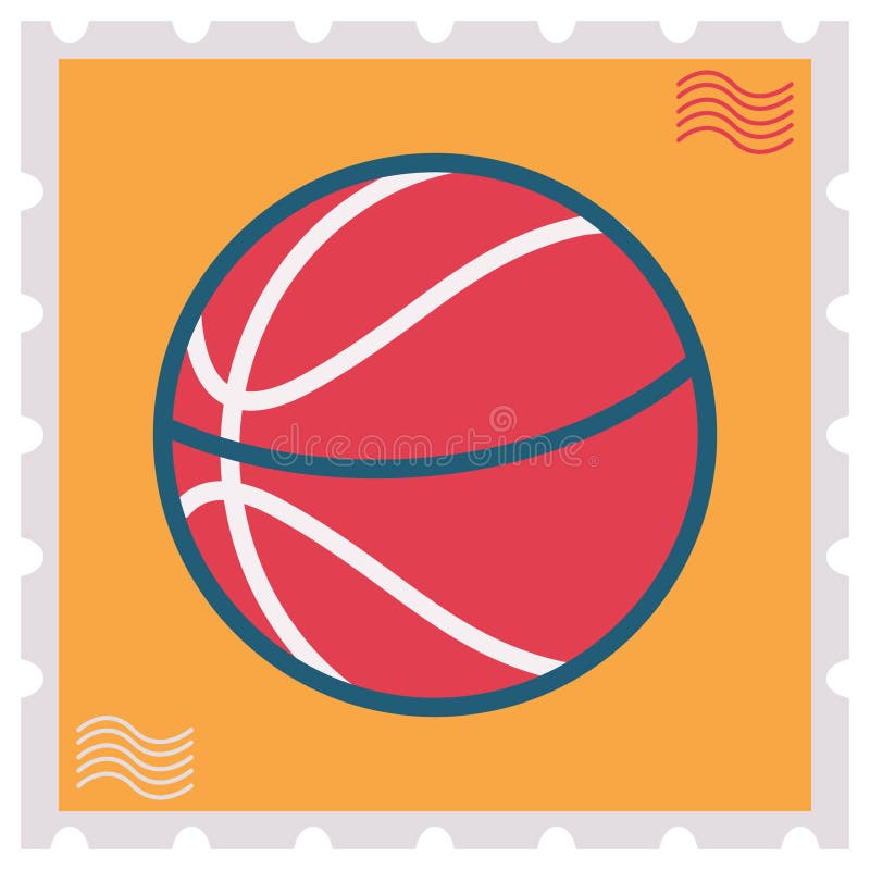 Stamp with Basketball. Vector Illustration Decorative Design Stock ...