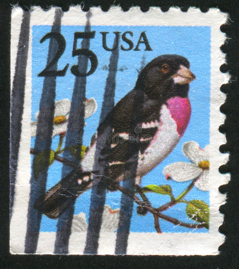Stamp bird editorial stock image. Image of obsolete, monticola - 7410949
