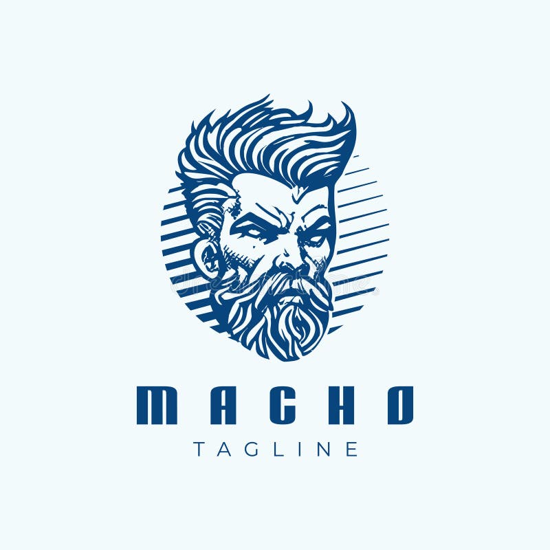 Stamp Circle Character Hairstyle Men Logo Design Vector Illustration ...