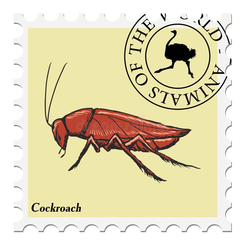 Stamp with cockroach stock illustration. Illustration of philately ...