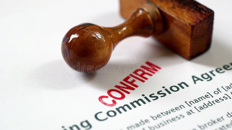 Stamp Confirm on Commission Agreement Stock Footage - Video of business ...