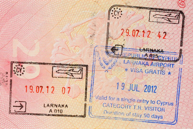Stamp of cyprus visa stock image. Image of arrival, journey - 30970267