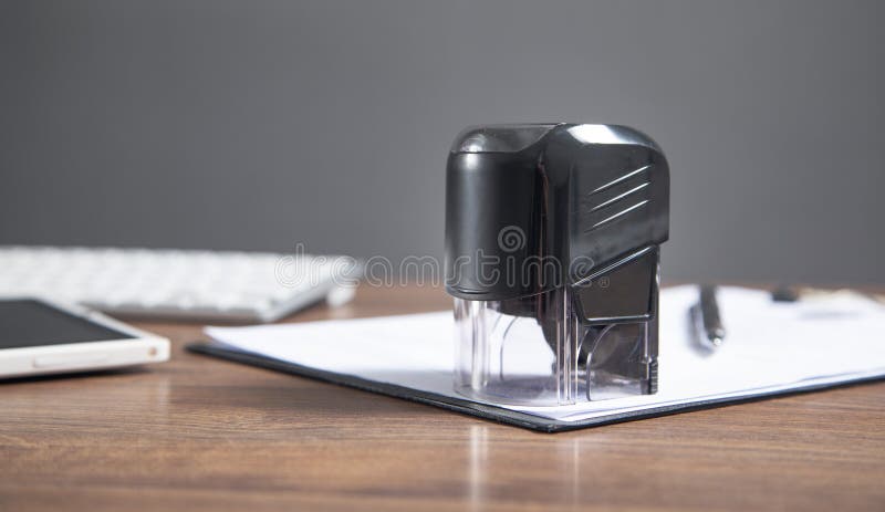 Stamp on Document on the Desk Stock Photo - Image of message, signature ...