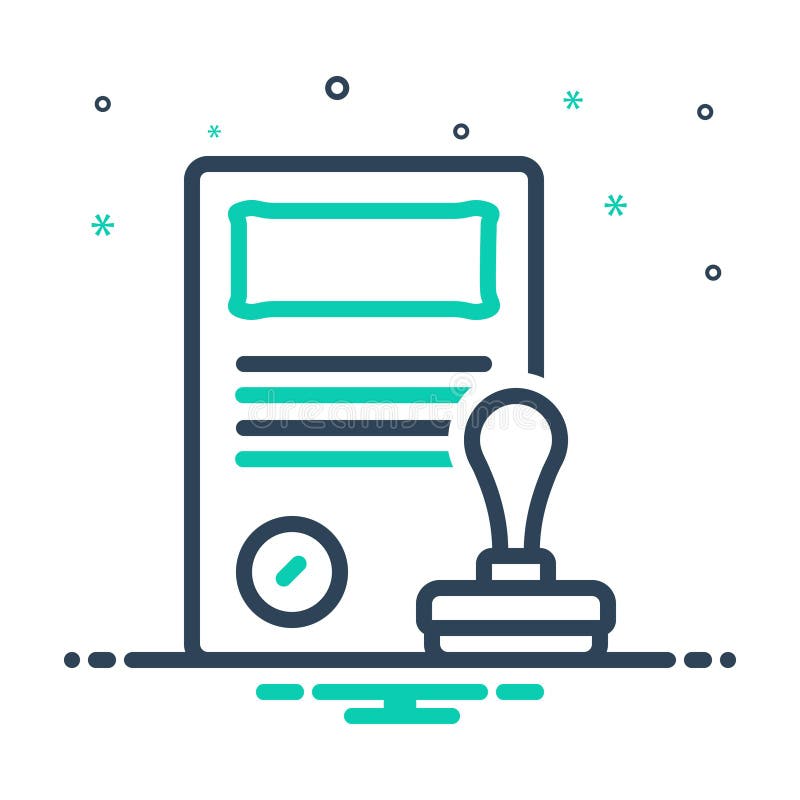 Mix Icon for Stamp Document, Stamp and Official Stock Illustration ...