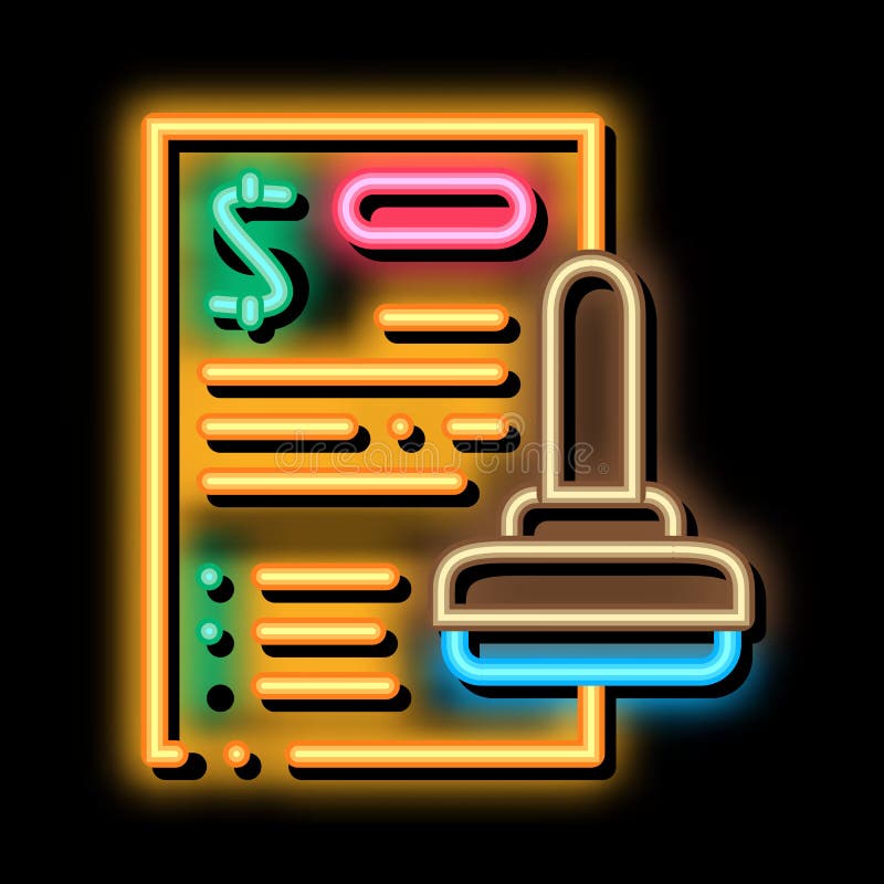 Stamp Document Neon Glow Icon Illustration Stock Illustration ...
