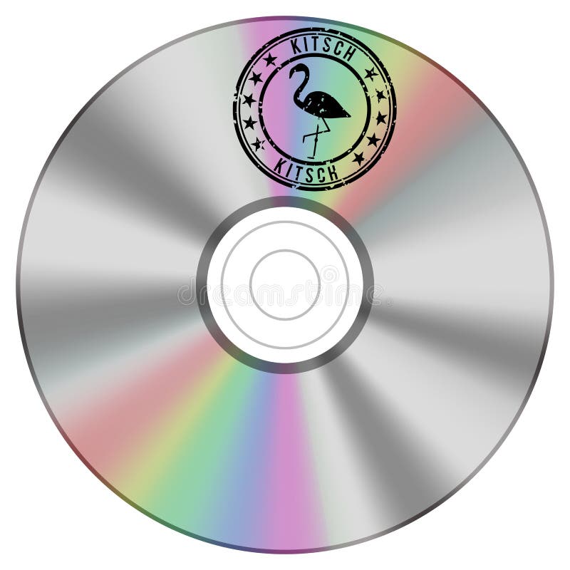 Stamp with a Flamingo and Cd, Sign Kitsch Stock Illustration ...