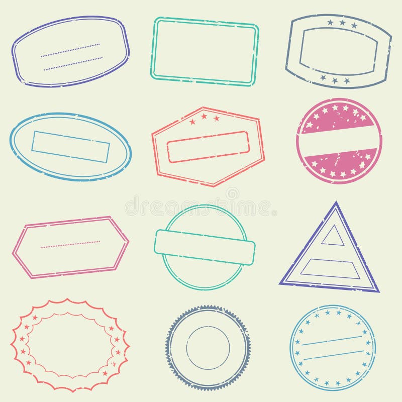 Stamp Frame Set with Grunge Borders. Empty Seal Collection Stock Vector ...