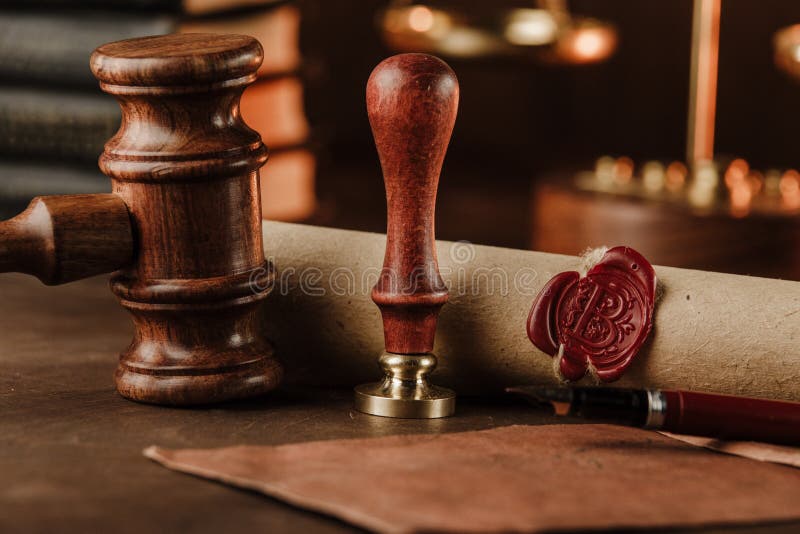 Stamp, Gavel and Testament. Notary Public Tools Stock Photo - Image of ...