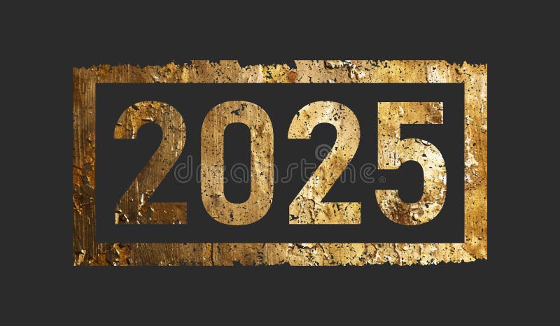Stamp 2025 with Gold Texture. Grunge Mark with Gold Paint Stock Vector ...