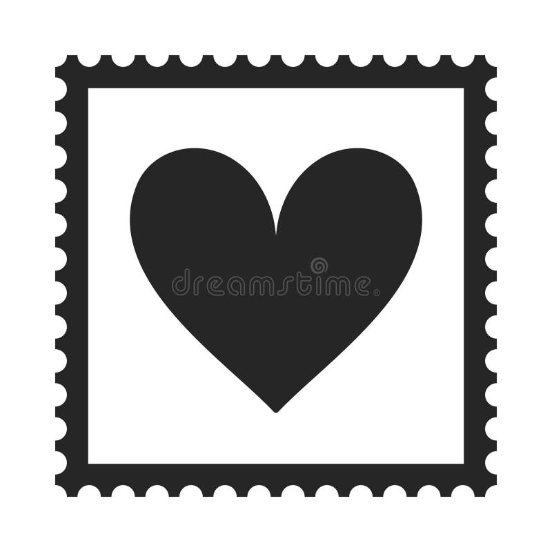 Postage Stamp with Heart Vector Silhouette Stock Illustration ...