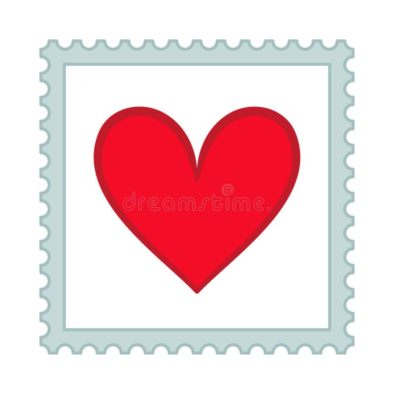 Postage Stamp with Love Heart Vector Stock Vector - Illustration of ...