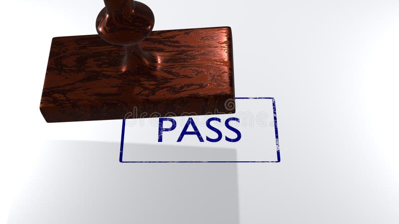 Stamp with Inscription Pass. Put a Stamp on a Document. 3D Render ...