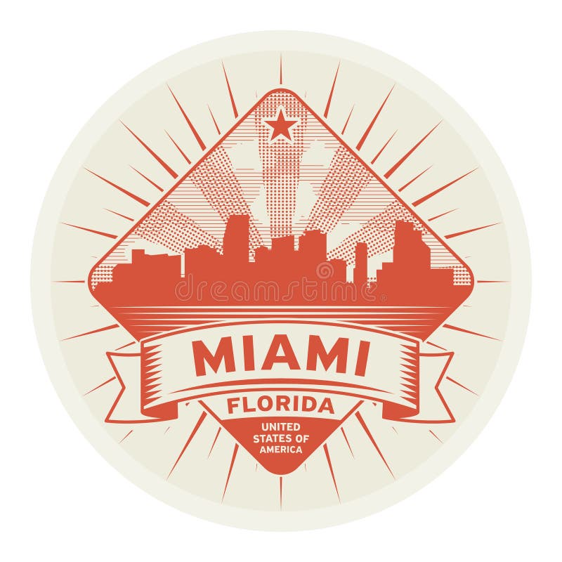 Stamp or Label with Name of Miami, Florida Stock Vector - Illustration ...