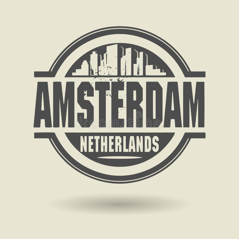 Stamp or Label with Text Amsterdam, Netherlands Inside Stock Vector ...