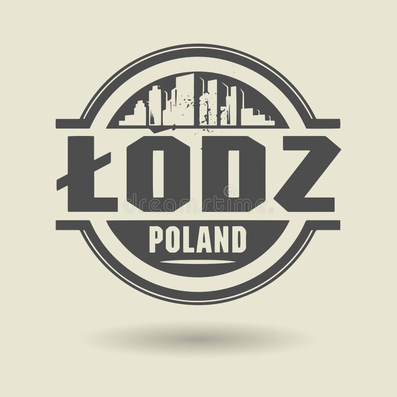 Stamp or Label with Text Lodz, Poland Inside Stock Vector ...