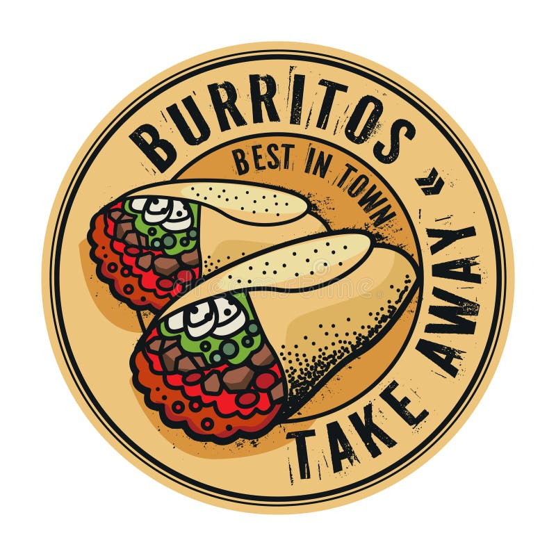 Stamp or Label with Two Burritos Stock Vector - Illustration of drawing ...
