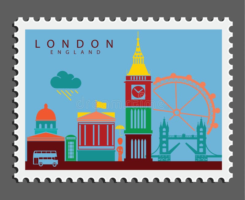 Stamp of London England stock vector. Illustration of tower - 137590160