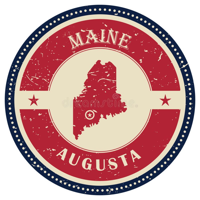Stamp of Maine State. Vector Illustration Decorative Design Stock ...