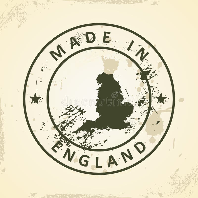 Stamp with map of England stock vector. Illustration of britain - 125172877