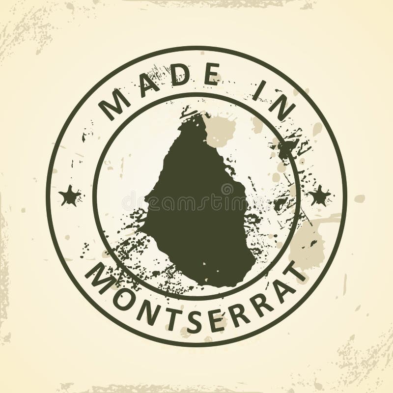Stamp with Map of Montserrat Stock Vector - Illustration of emblem ...