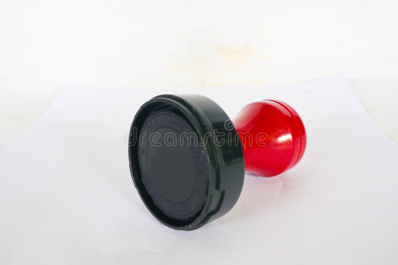 Stamp, Modern Stamp, Red Handle Rubber Stamp Top View Isolated on White ...