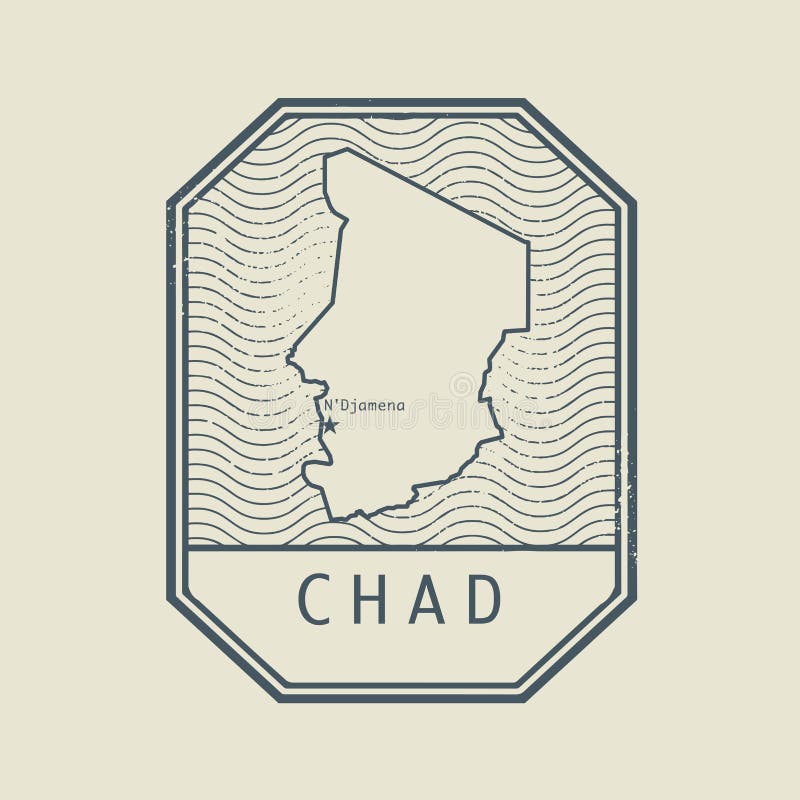 Stamp with the Name and Map of Chad Stock Vector - Illustration of ...