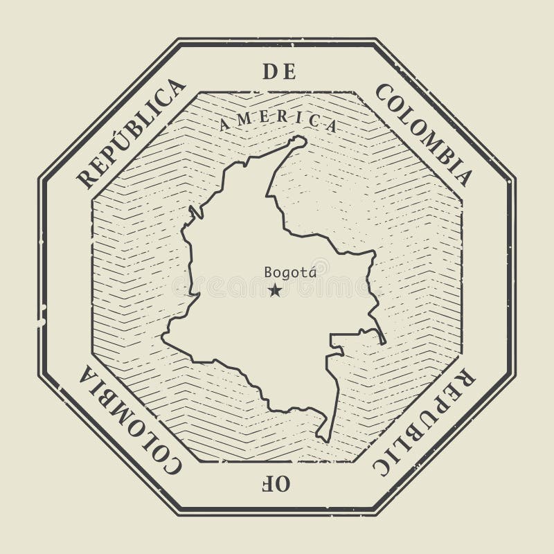 Stamp with the Name and Map of Colombia Stock Vector - Illustration of ...