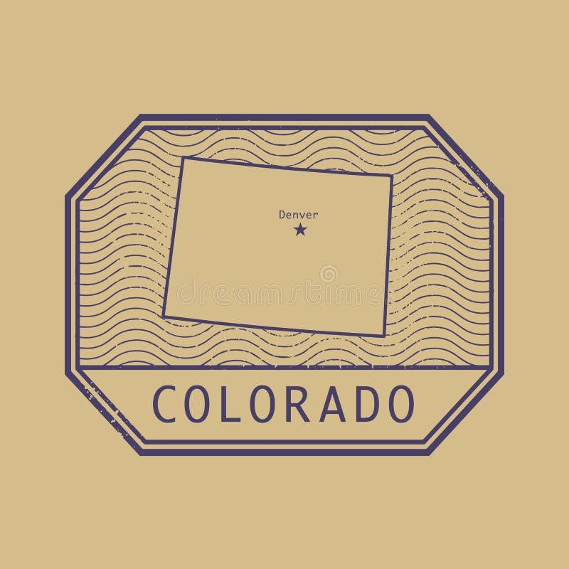 Stamp with the Name and Map of Colorado, United States Stock Vector ...