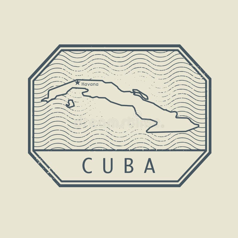 Stamp with the Name and Map of Cuba Stock Vector - Illustration of cuba ...