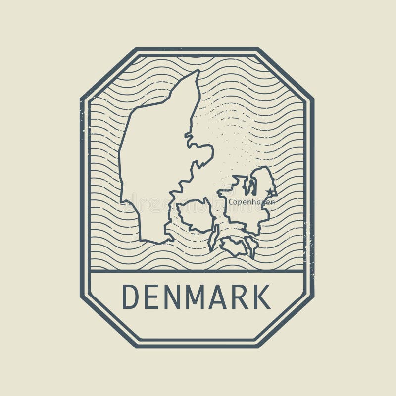 Stamp with the Name and Map of Denmark, Vector Stock Vector ...