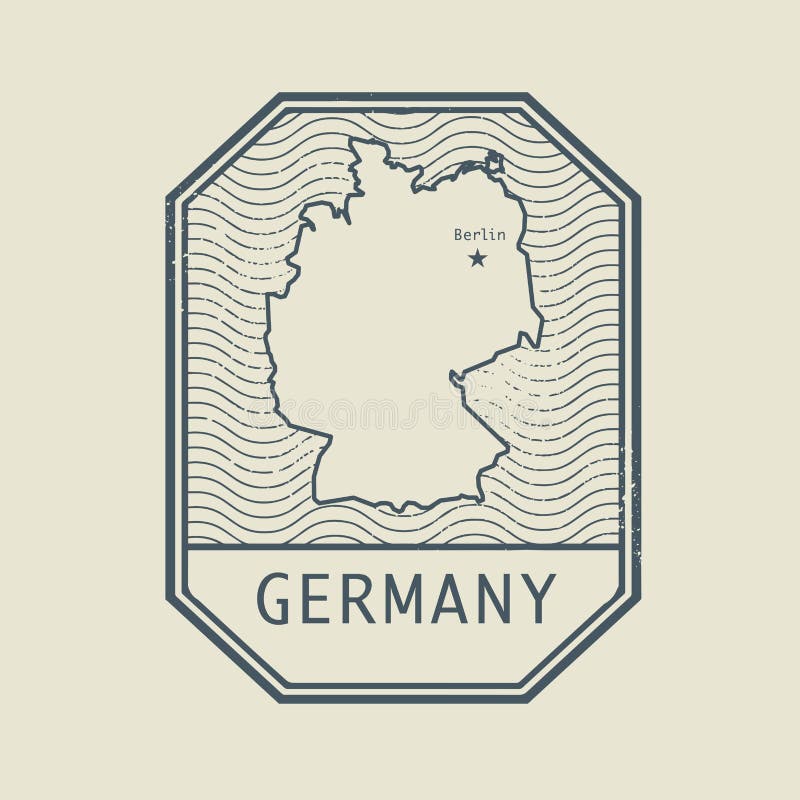 Stamp with the Name and Map of Germany Stock Vector - Illustration of ...