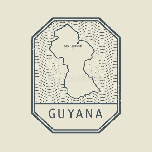 Stamp with the Name and Map of Guyana Stock Vector - Illustration of ...