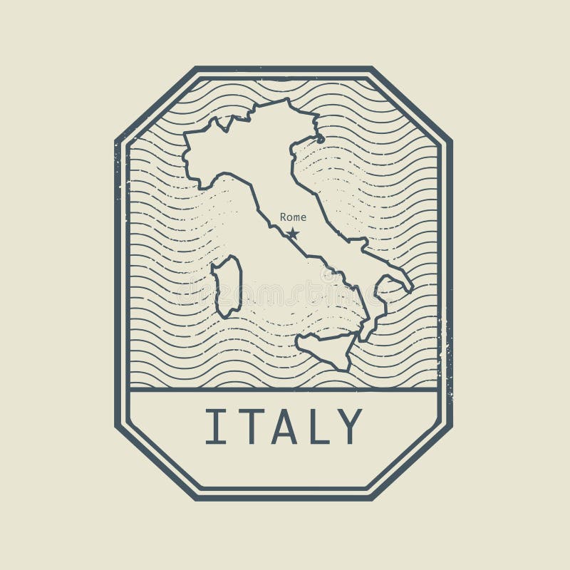 Stamp with the Name and Map of Italy Stock Vector - Illustration of ...