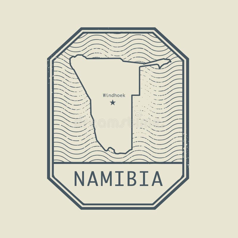Stamp with the Name and Map of Namibia Stock Vector - Illustration of ...