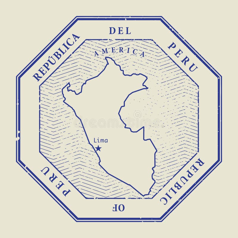 Stamp with the Name and Map of Peru Stock Vector - Illustration of ...