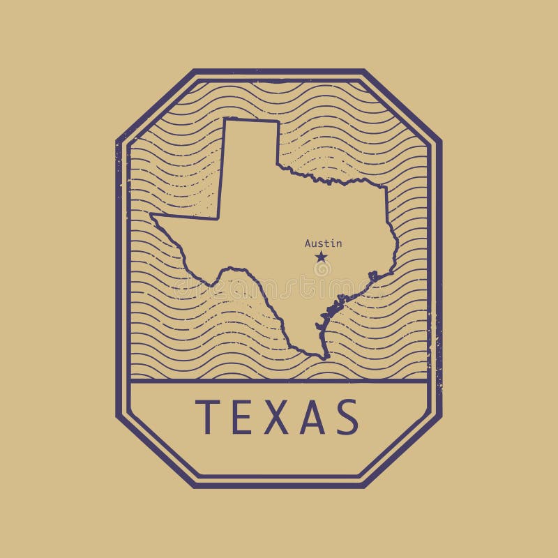 Stamp with the Name and Map of Texas, United States Stock Vector ...