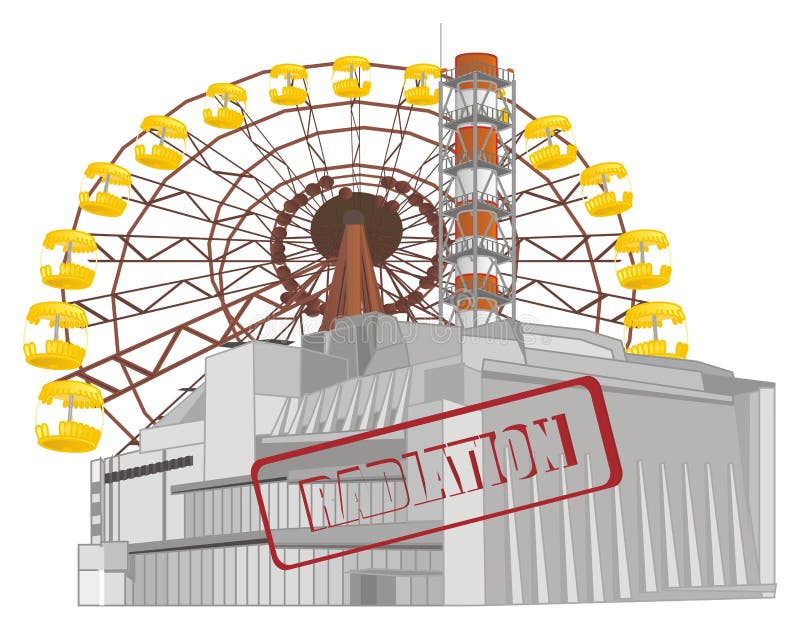 Two Objects of Chernobyl and White Letters Stock Illustration ...