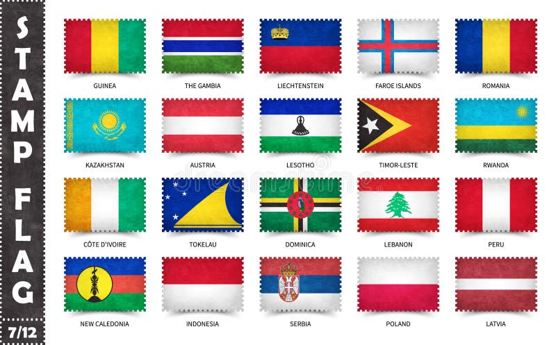 Stamp with Official Country Flag Pattern and Old Grunge Texture and ...