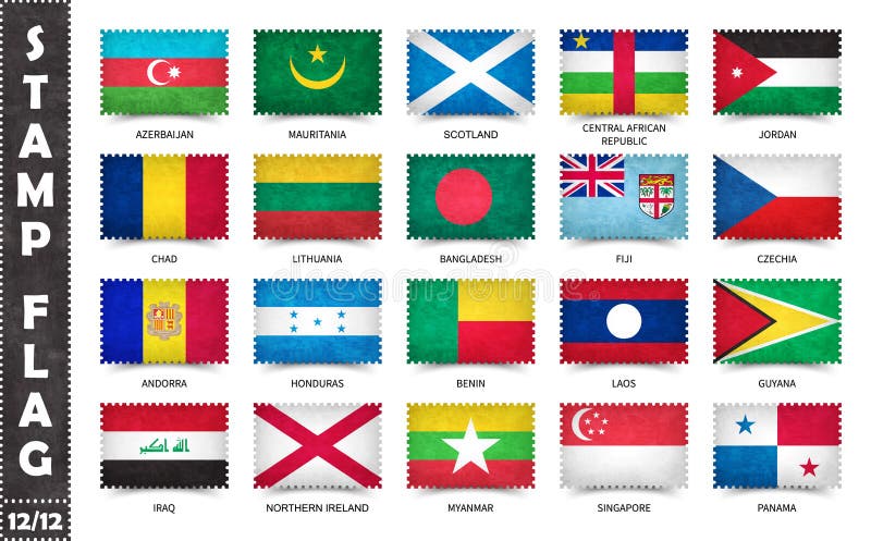 Stamp with Official Country Flag Pattern and Old Grunge Texture and ...