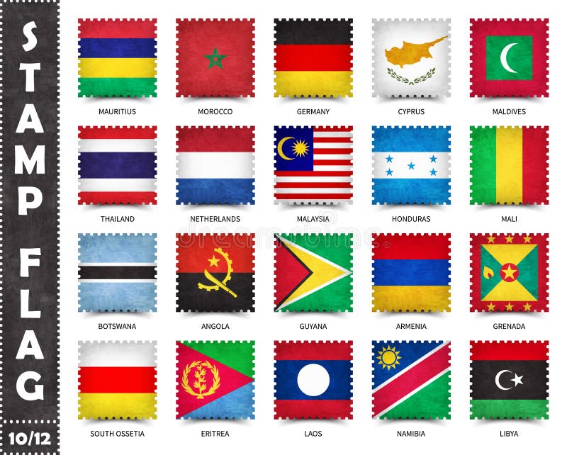 Stamp with Official Country Flag Pattern and Old Grunge Texture and ...