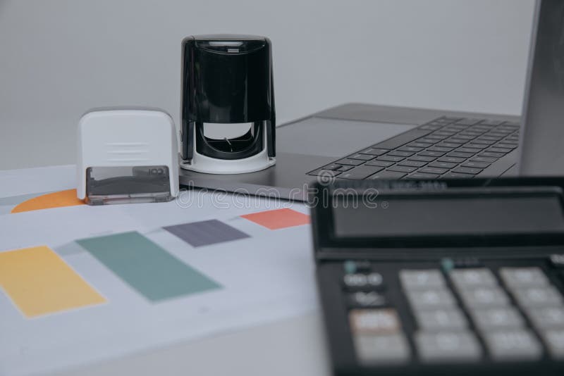 Stamp of the Organization and Documents on the Desktop, Business ...