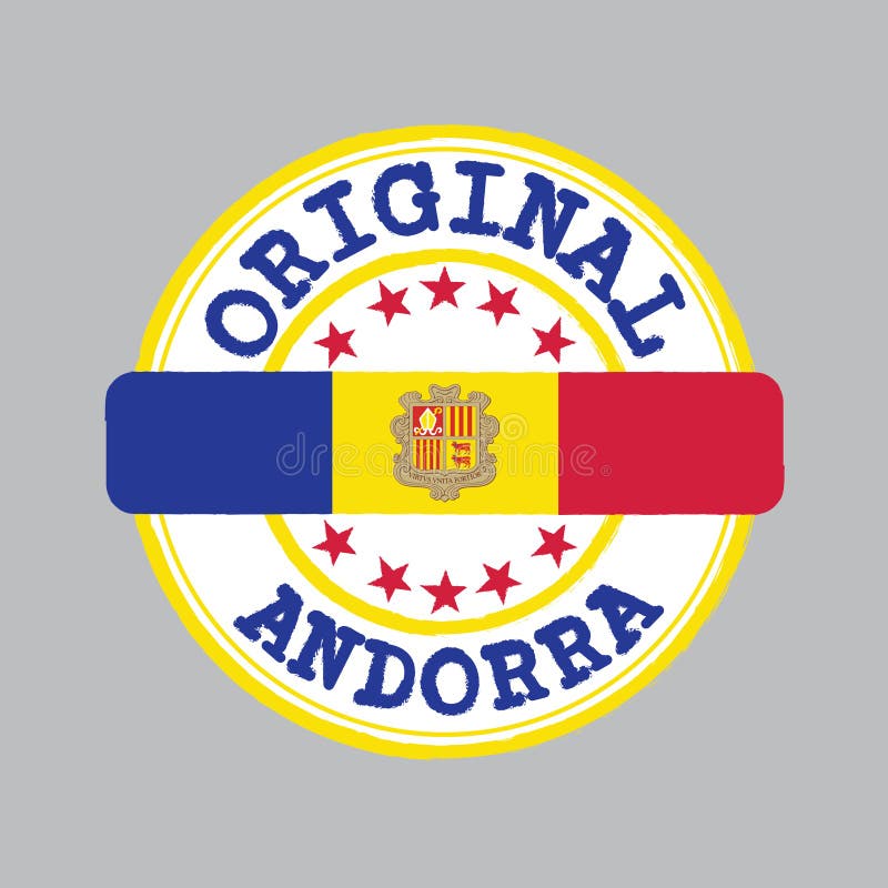 Stamp of Original Logo and Tying in the Middle with Andorra Flag Stock ...