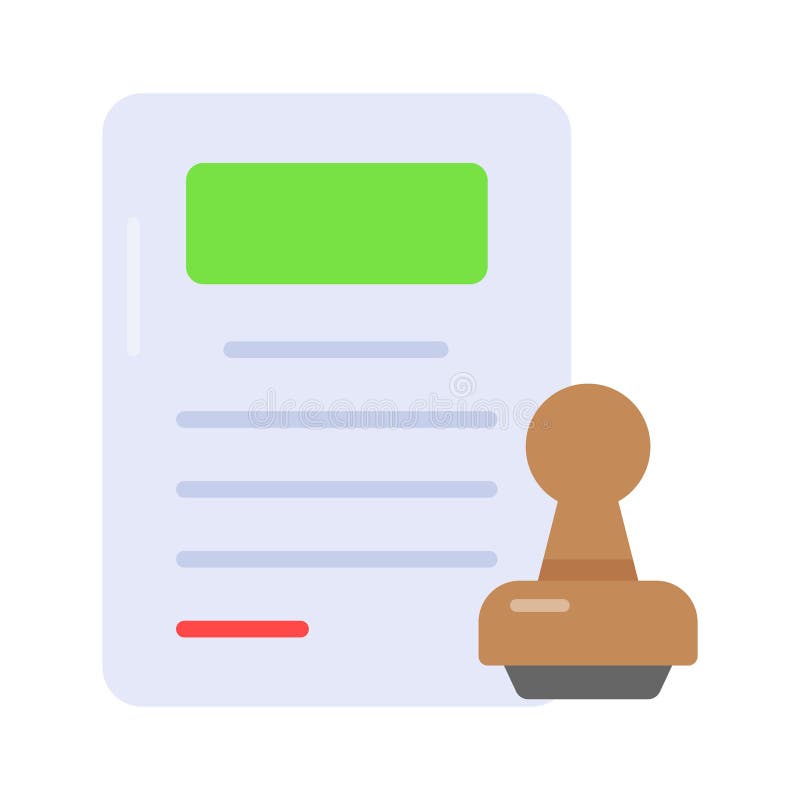 Stamp and Paper Showing Vector of Official Document in Trendy Style ...