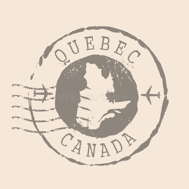 Stamp Postal of Quebec. Map Silhouette Rubber Seal. Design Retro Travel ...