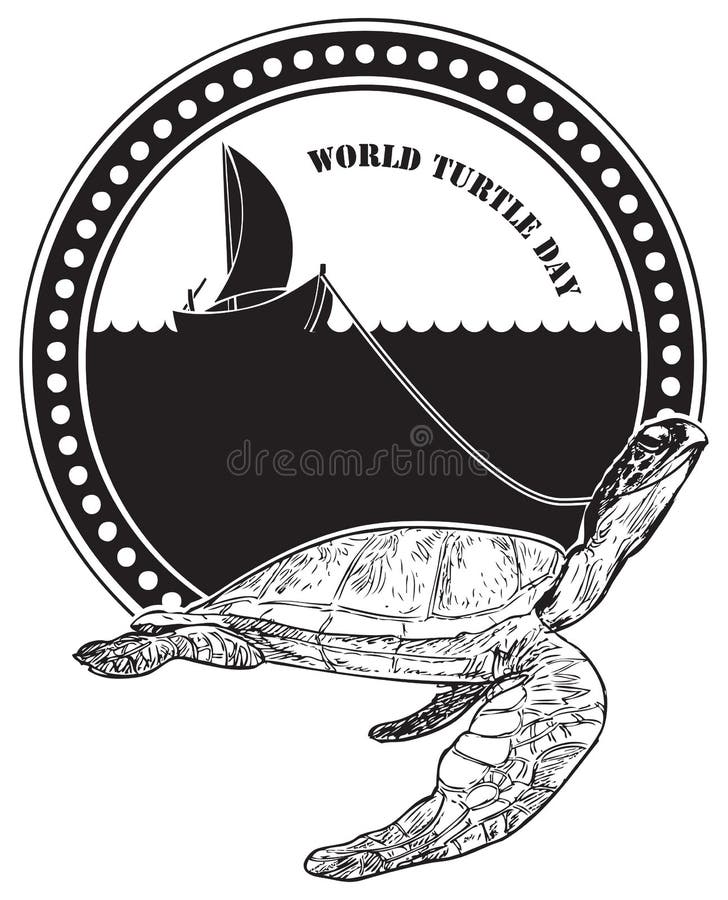 Stamp World Turtle Day stock vector. Illustration of animal - 115069685