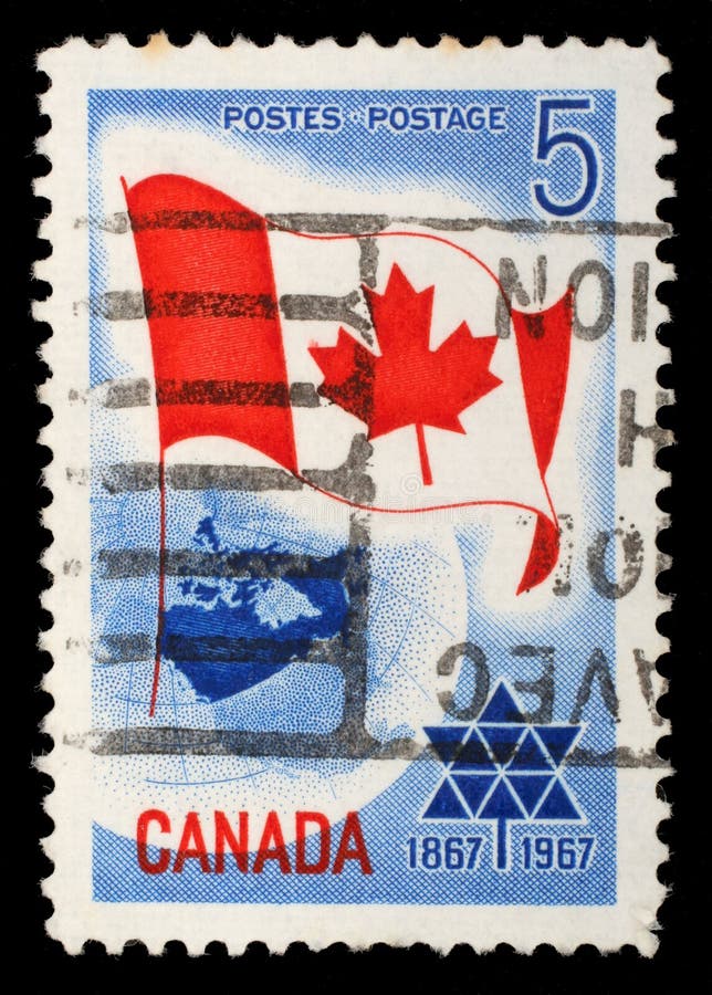 Stamp Printed in Canada Shows Canada Flag Editorial Photography - Image ...