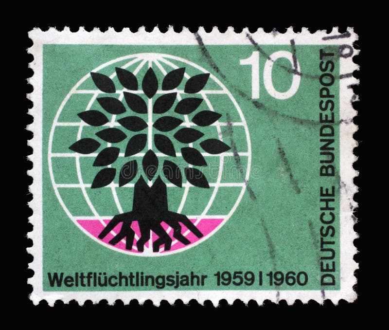 Stamp Printed in Germany Showing a Stylized Tree in a Globe. World ...